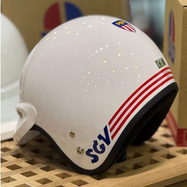 HELMET SGV 99 STRIPE MALAYSIA HELMET With White Cap ~ WHITE | MODERN ...