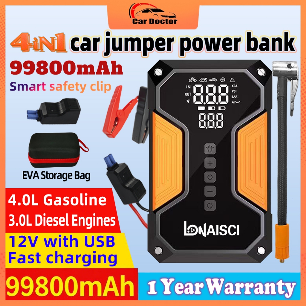 Car Jumper power Bank jump Starter 12V/24V Safety Clip heavy duty ...