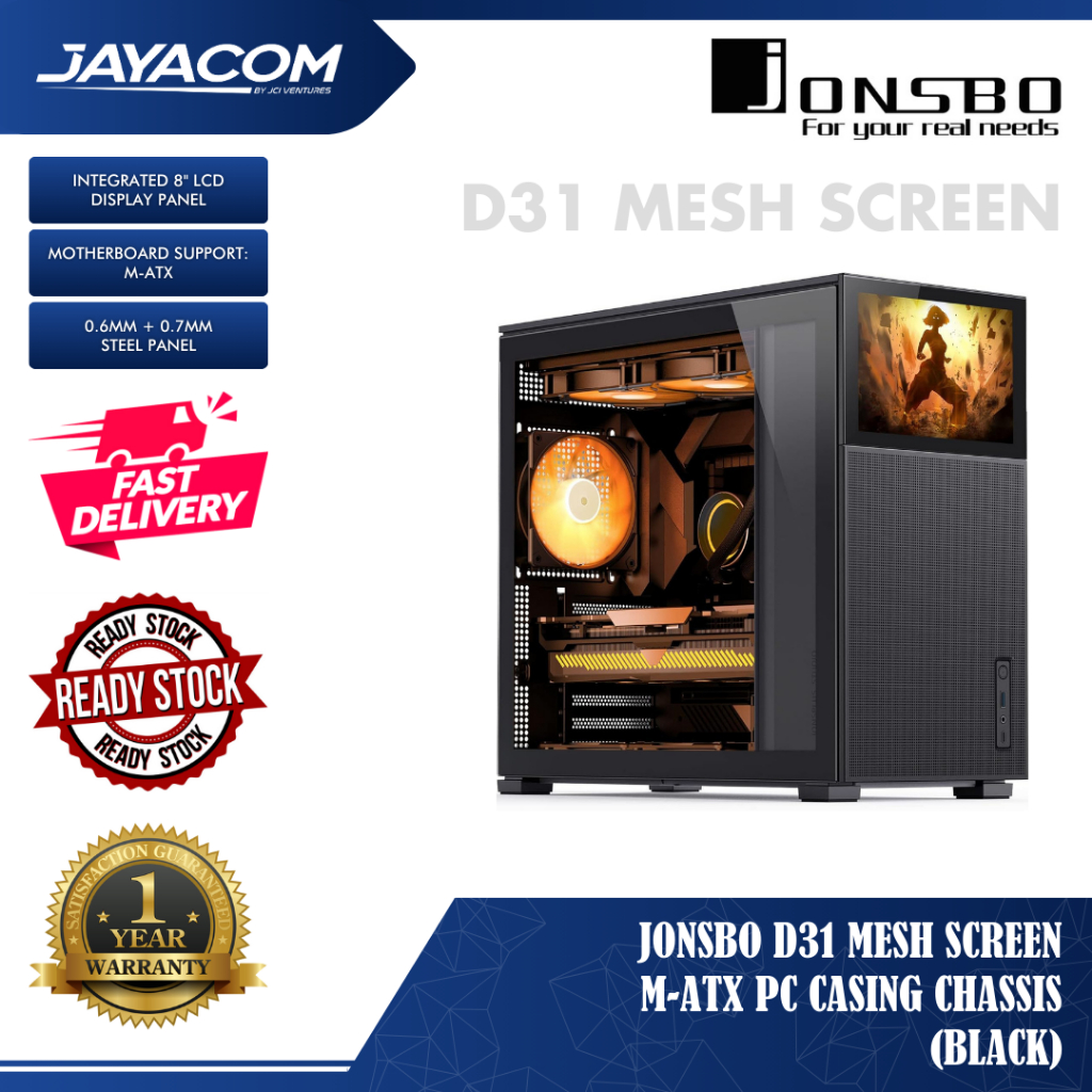 Jonsbo D31 Mesh Screen M-ATX PC Casing Chassis – Black (Integrated 8 ...