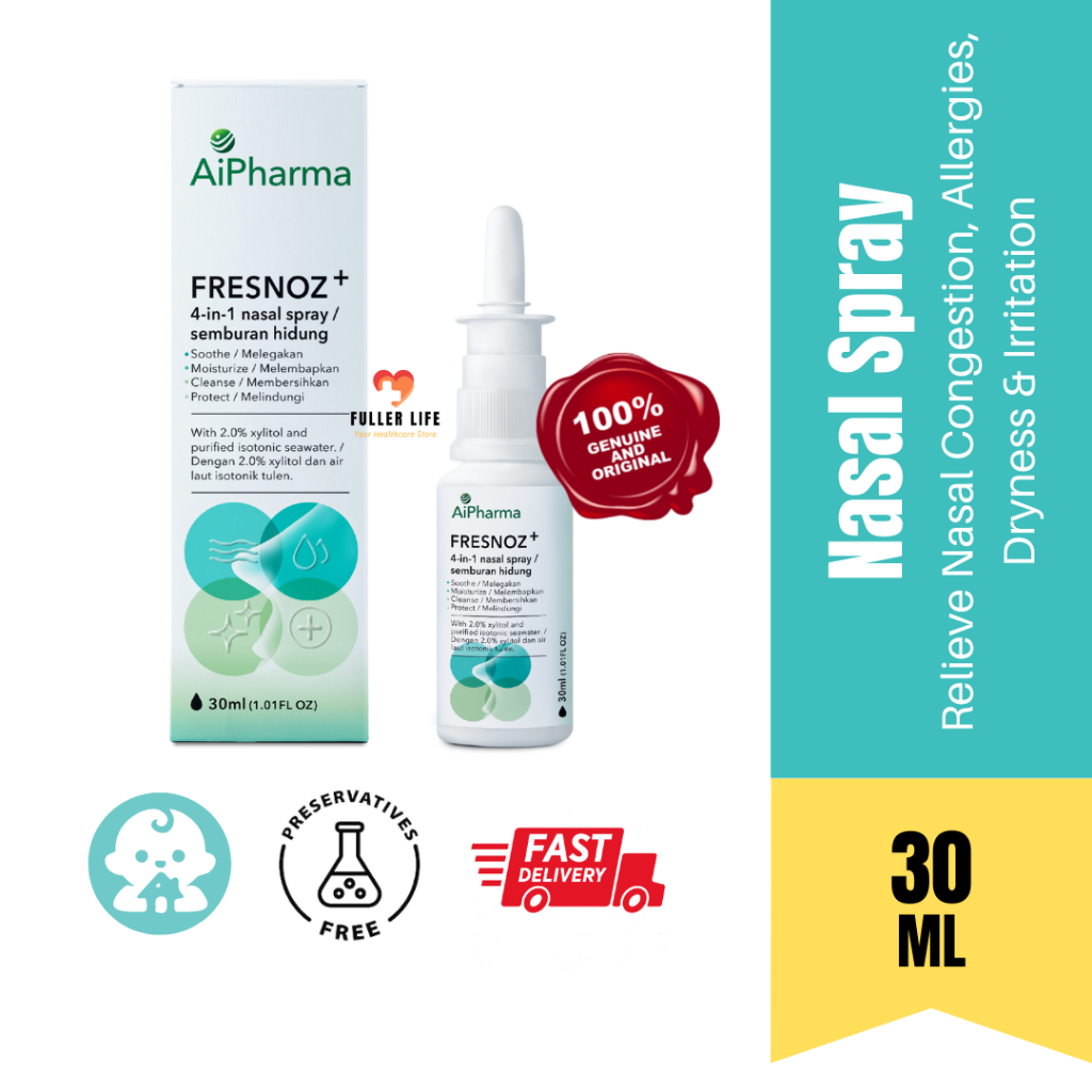 AIPHARMA Fresnoz 4-in-1 Nasal Spray (30ml) | Isotonic Seawater Natural ...