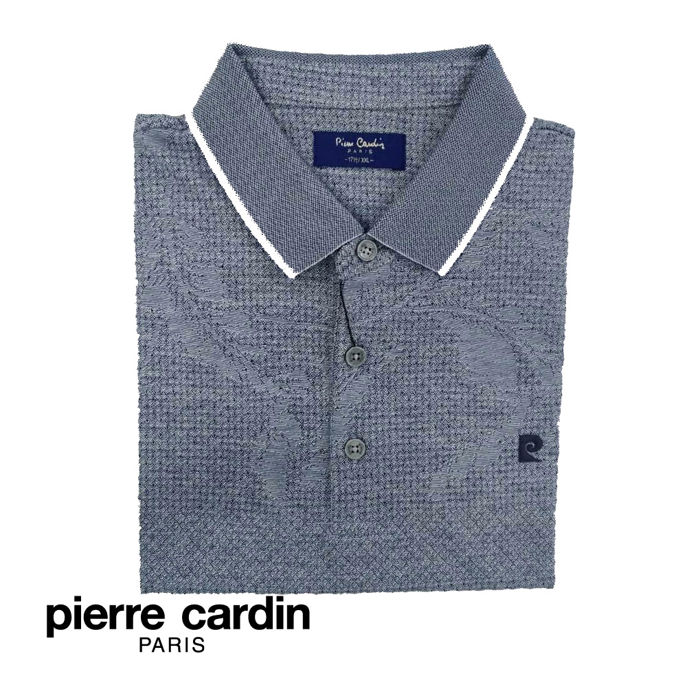 Pierre Cardin Mens Short Sleeve Two-tone Jacquard Polo Tee With ...