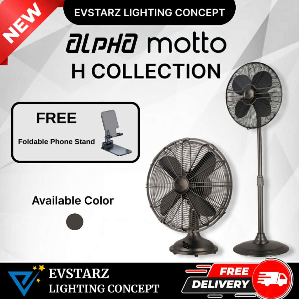 ALPHA MOTTO H Collection H10 / H12 / H16 Table Fan Desk Fan Stand Fan ...
