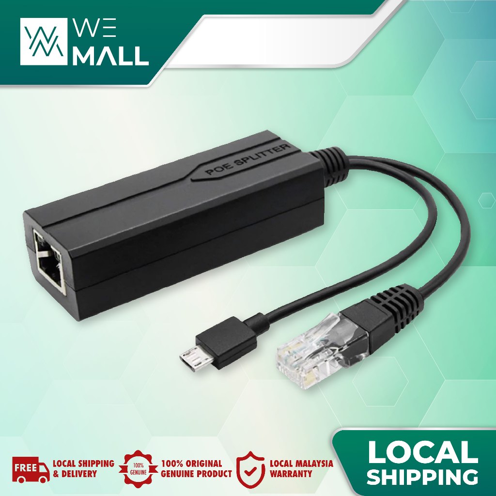 PoE Splitter 48V to 5V/12V Power Over Ethernet Adapter Active Micro USB ...