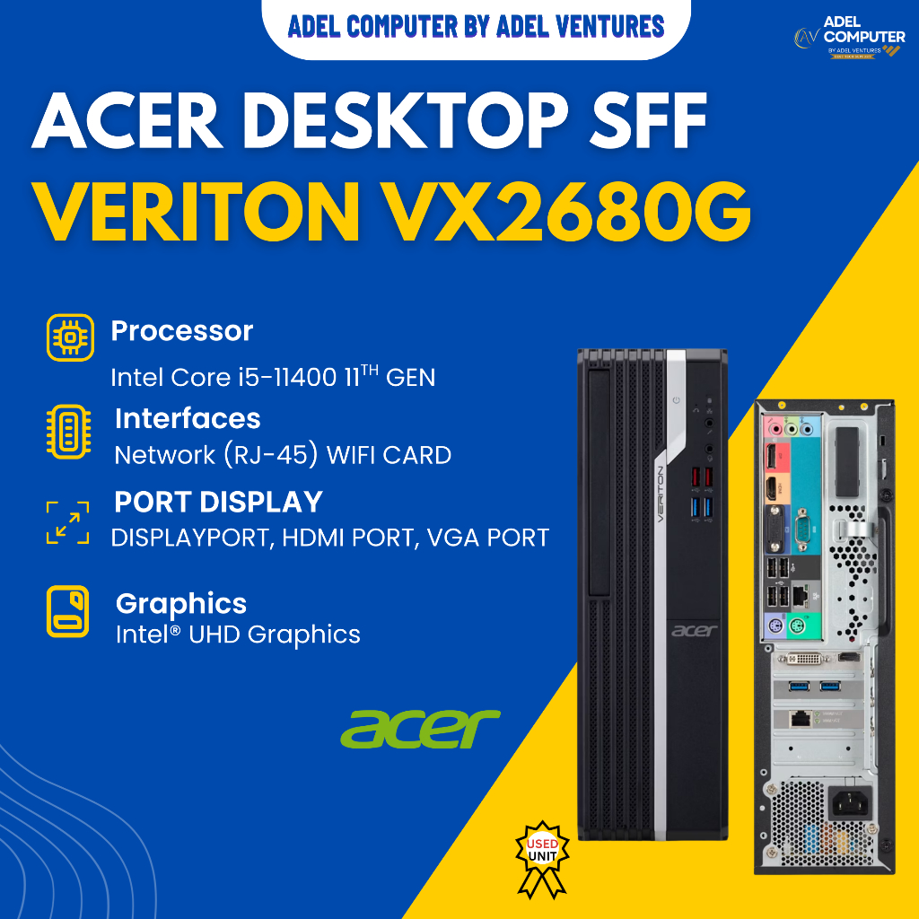Acer Veriton VX2680G Desktop Sff Computer 11th Gen Intel® Core™ i5 ...