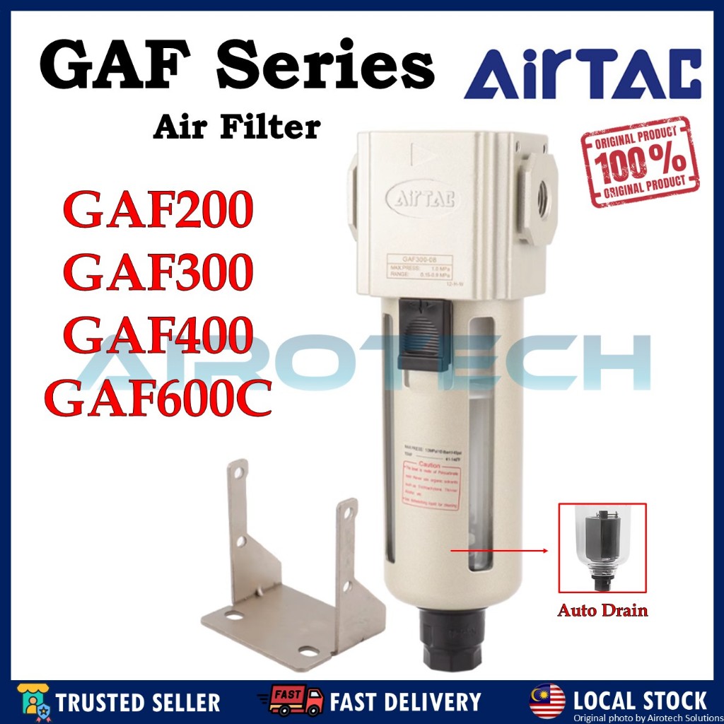 AirTAC GAF GA-Series Air Filter 1/8" 1/4" 3/8" 1/2" 3/4" 1" | Shopee ...