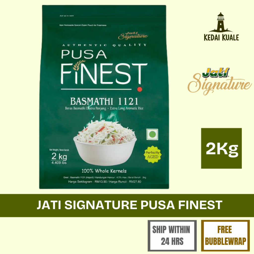 Beras Basmathi 1121 Pusa Finest Jati Signature 2Kg | Beras Extra ...