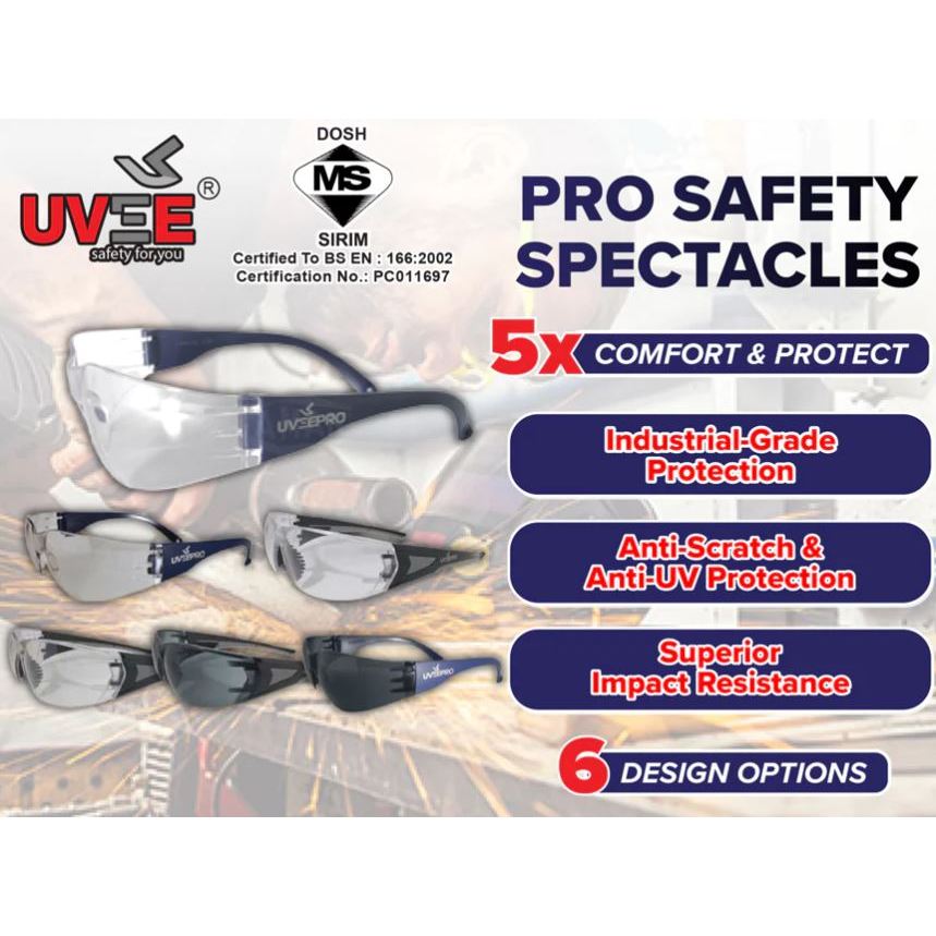 UVEE Pro Safety Glasses UV Protection Worksafe Eyewear Anti-Fog ...