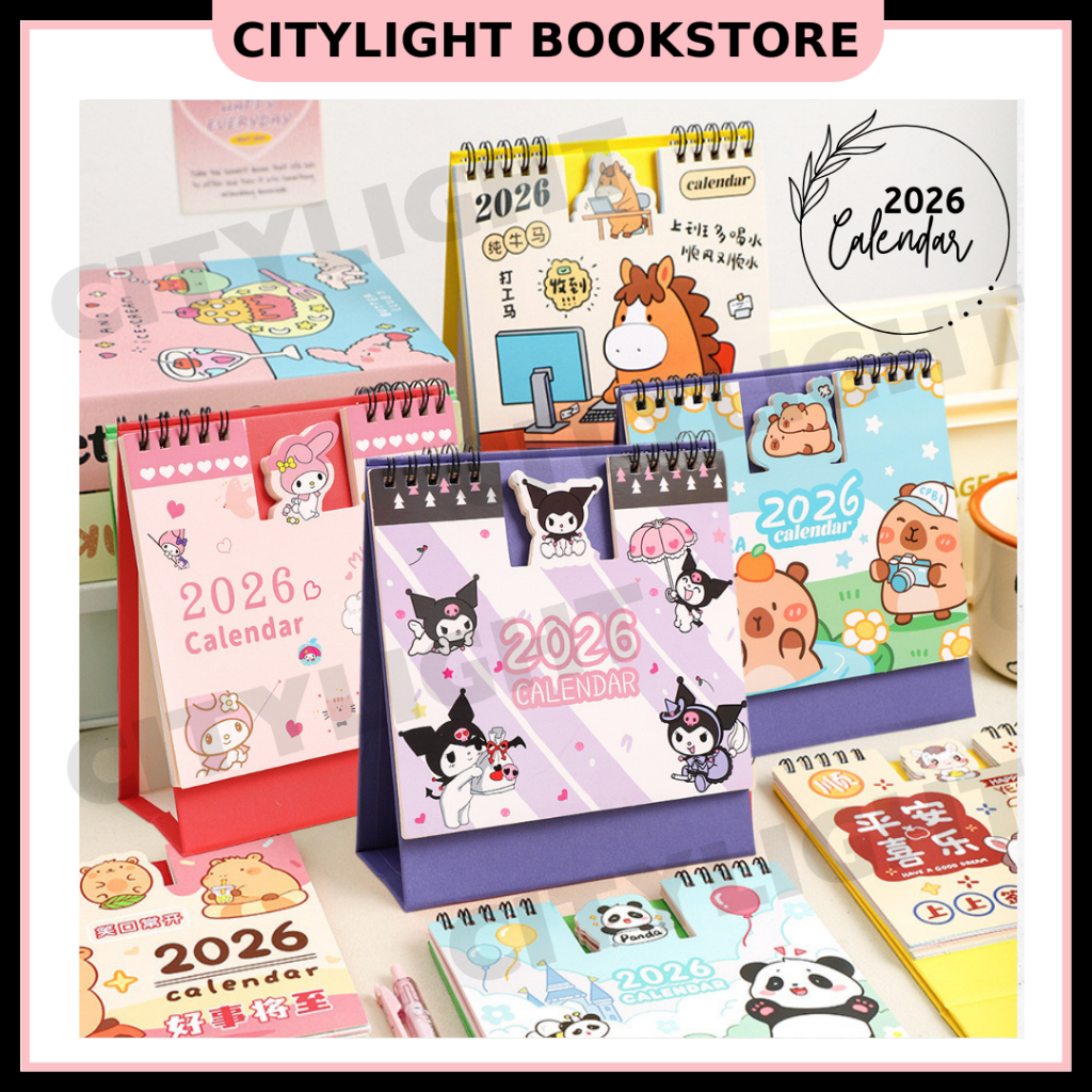 [CITYLIGHT] Calendar 2026: 2026 Sanrio Desk Calendar - Standing Coil ...