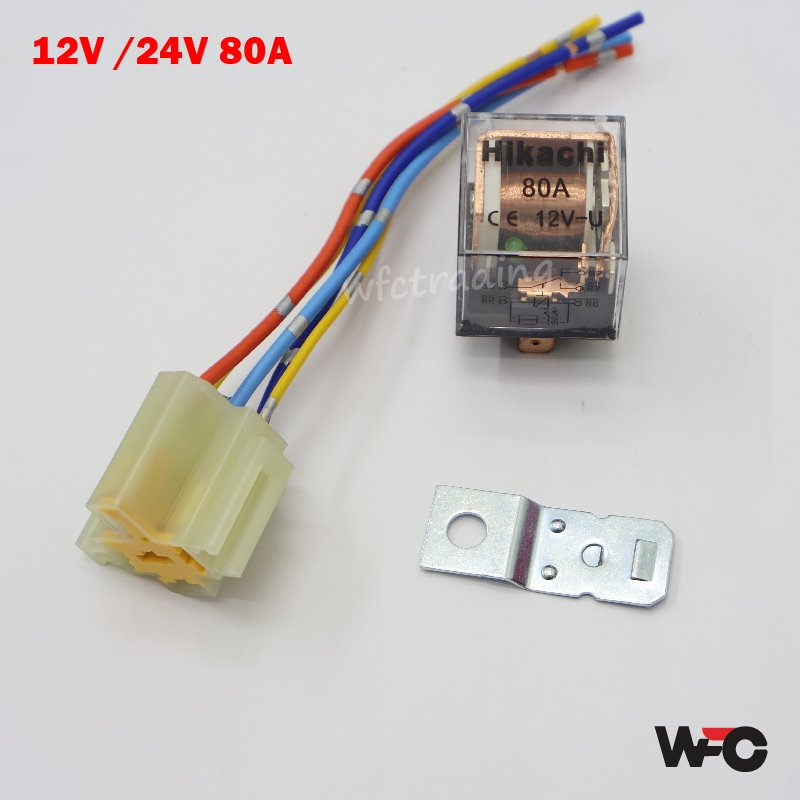 5pin Relay 12v 80A + 5pin Relay Socket Relay 24v 80A Holder Japan Wire ...