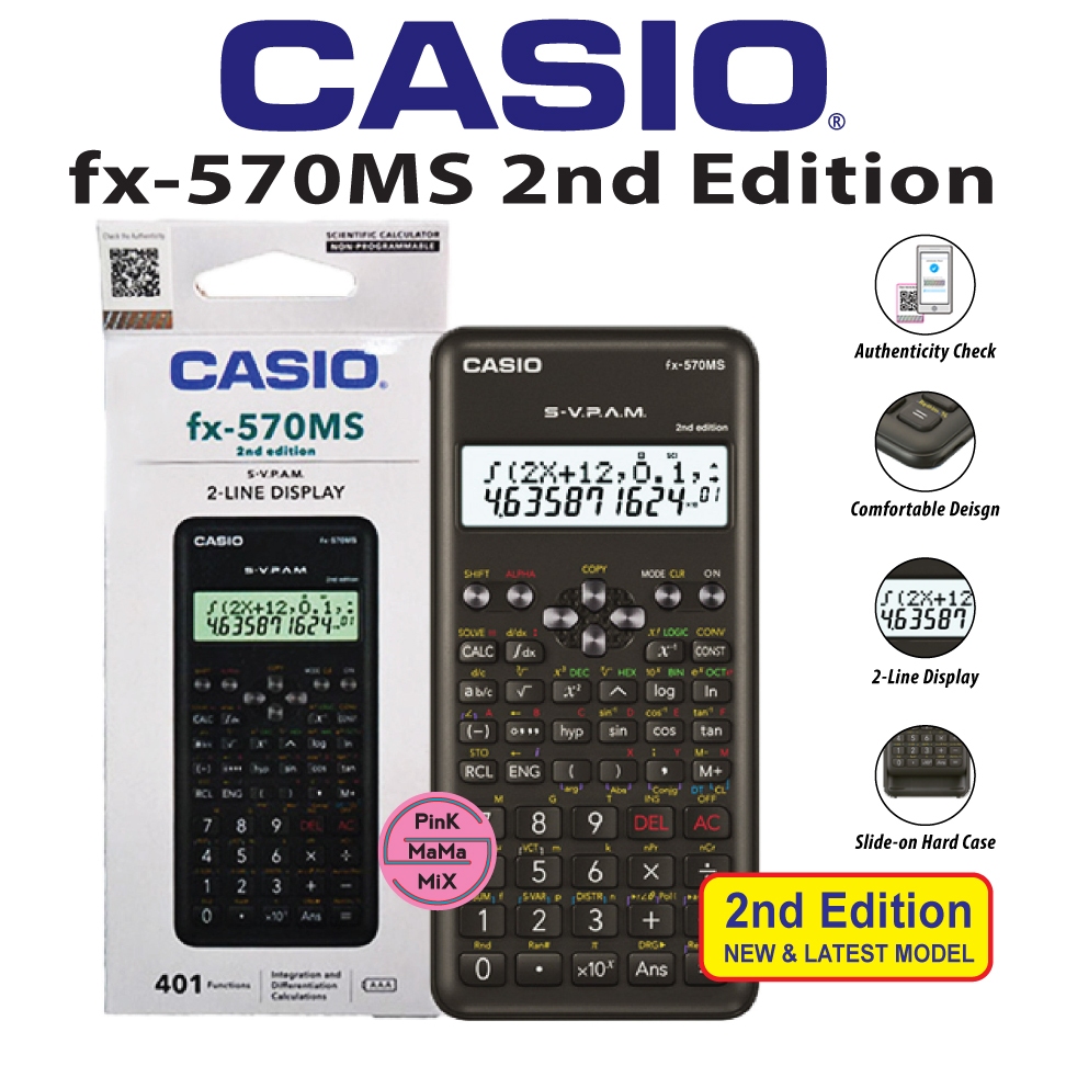 Casio fx-570MS (2nd Edition) Scientific Calculator (ORIGINAL) | Shopee ...