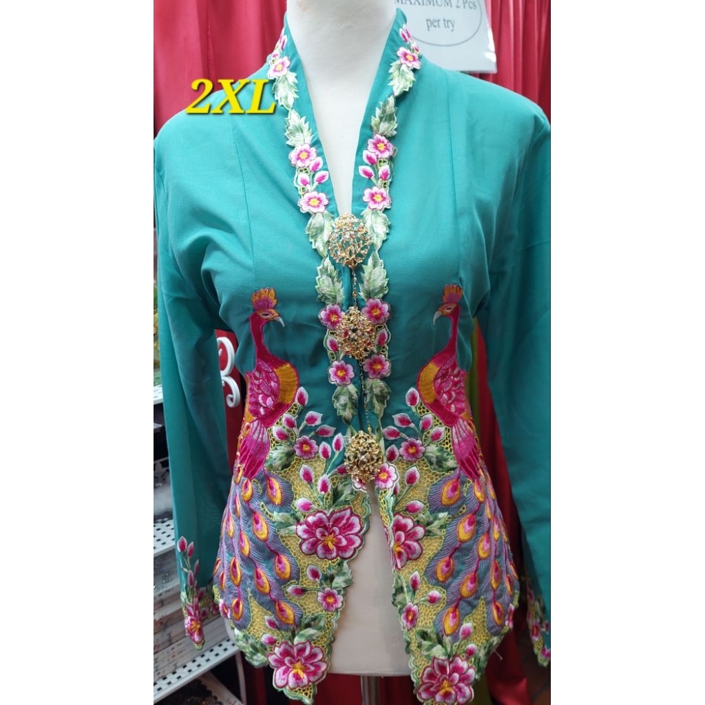 Kebaya Sulam Nyonya Embroidery Traditional Hand Made Plus Size(2XL ...