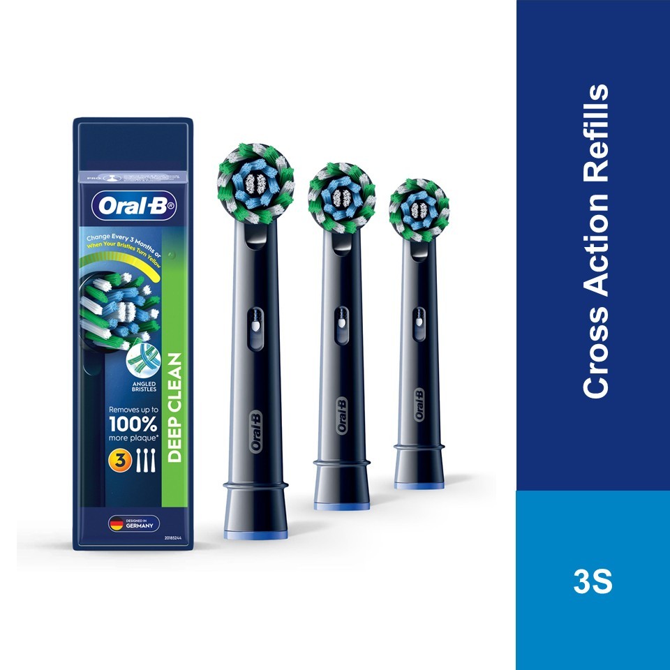 Oral-B CrossAction Black Clean Electric Toothbrush Replacement Head, 3 ...