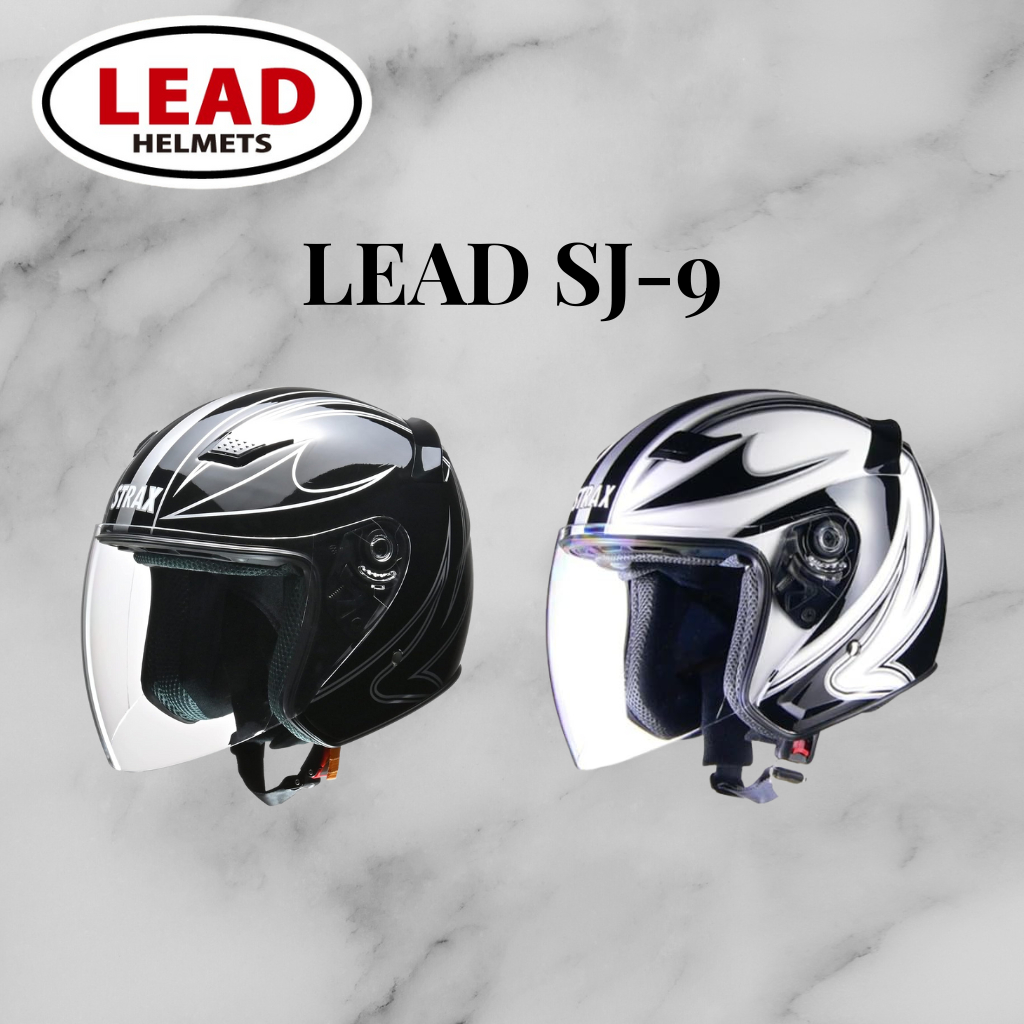 LEAD STRAX SJ-9 Jet Helmet White / Black M–LL | Shopee Malaysia