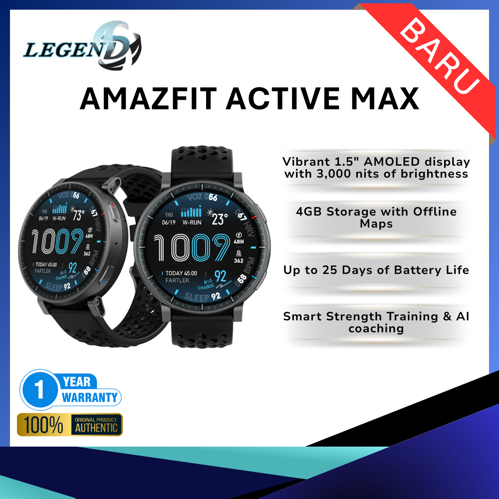 Amazfit Active Max Original Smartwatch | 1.5" AMOLED Display | 4GB ...