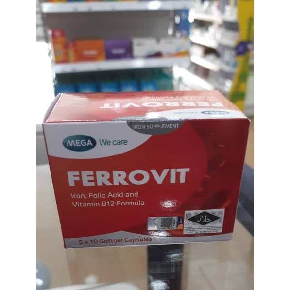MEGA FERROVIT IRON, FOLIC ACID AND VITAMIN B12 FORMULA 1 KOTAK | Shopee ...