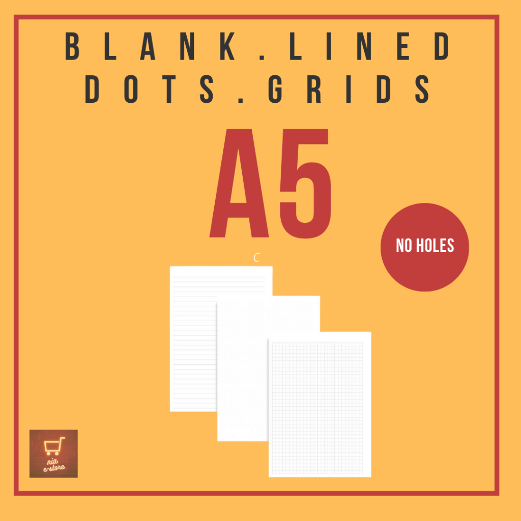 A5 80gsm 100pcs BLANK / GRID / DOT PAPER / LOOSE / INSERT PAPER / LINE ...