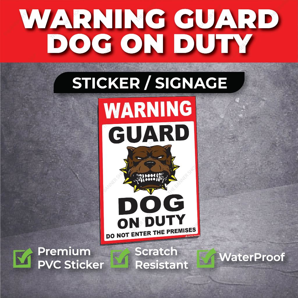 ⚠️ Warning Guard Dog on Duty PVC Sign Sticker + Board (Waterproof ...
