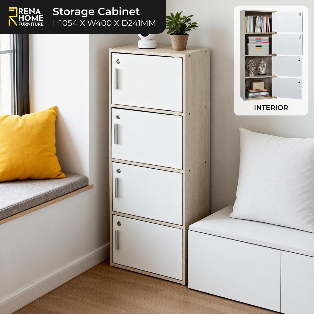 File Cabinet | Almari Buku 3 Pintu | Storage Cabinet | 4 Doors Filing ...