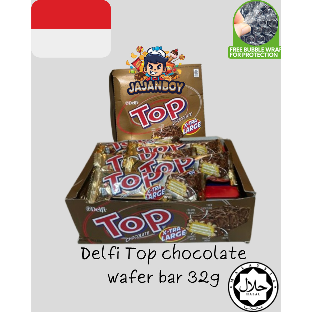 Delfi Top chocolate wafer bar 32g viral Indonesia halal snack | Shopee ...