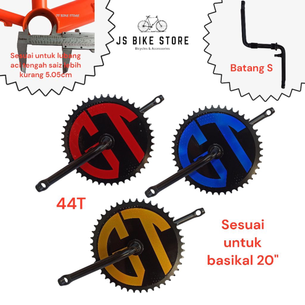 20" Crank set GT basikal bicycle BMX batang S one piece crank OPC BB ...