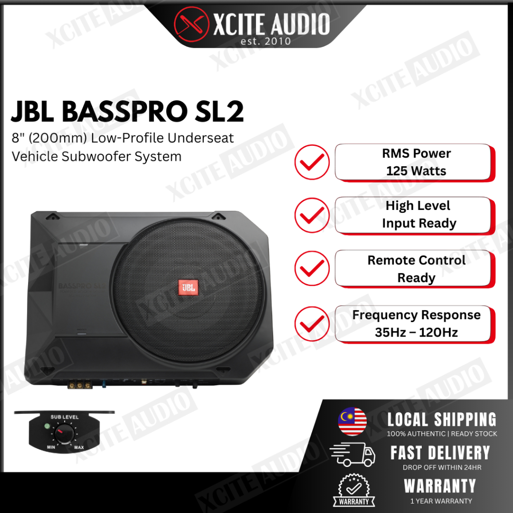 JBL Basspro SL2 8" (200mm) Compact Powered Active Subwoofer ...