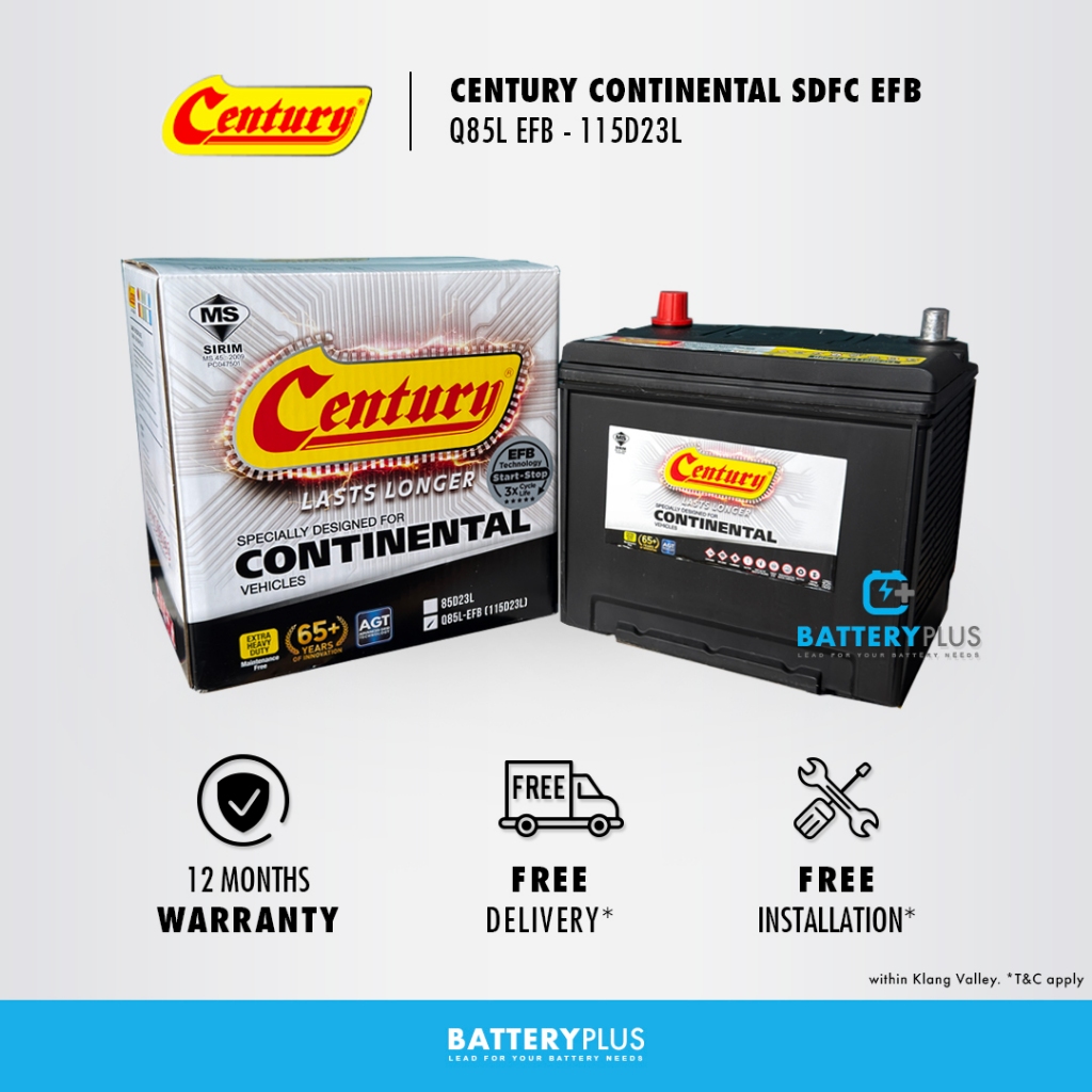 [ Installation Provided ] Q85 EFB | 115D23L Century Continental EFB Car ...