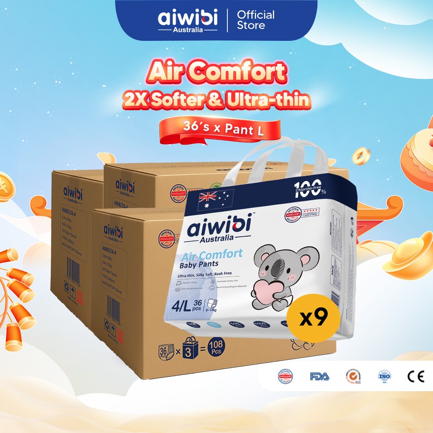 [Bundle of 9] Aiwibi Baby Air Comfort Diapers Pants | Shopee Malaysia