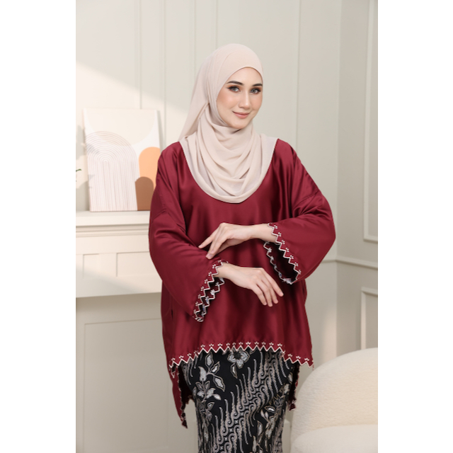 SET BAJU SULAM,BLOUSE SULAM PLAIN KAIN A SHAPE COTTON CORAK BATIK,BAJU ...