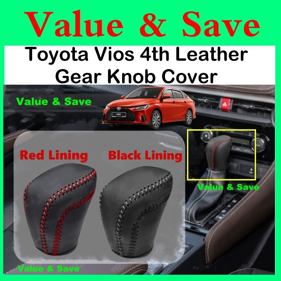 Toyota Vios 4TH 2023 2024 2025 2026 Leather Gear Knob Cover Red Black ...
