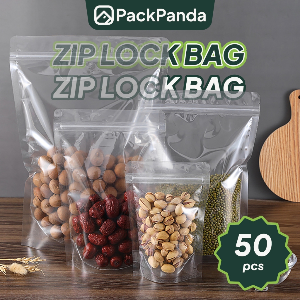 50pcs Transparent Zip Lock Food Bag Beg Zip Makanan Plastic Cookies ...