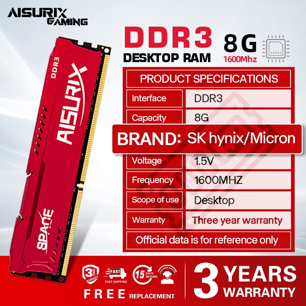 AISURIX DDR3 8GB 1600MHz RAM Desktop Memory | Shopee Malaysia