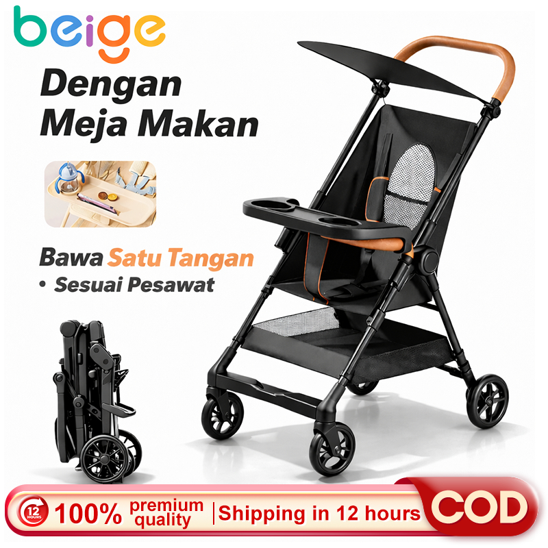 Beige 2.8kg load Max 100kg Baby Stroller Lightweight Foldable strollers ...
