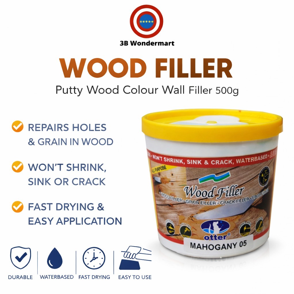 Otter Wood Filler Putty Wood Colour Wall Filler 500g | Shopee Malaysia