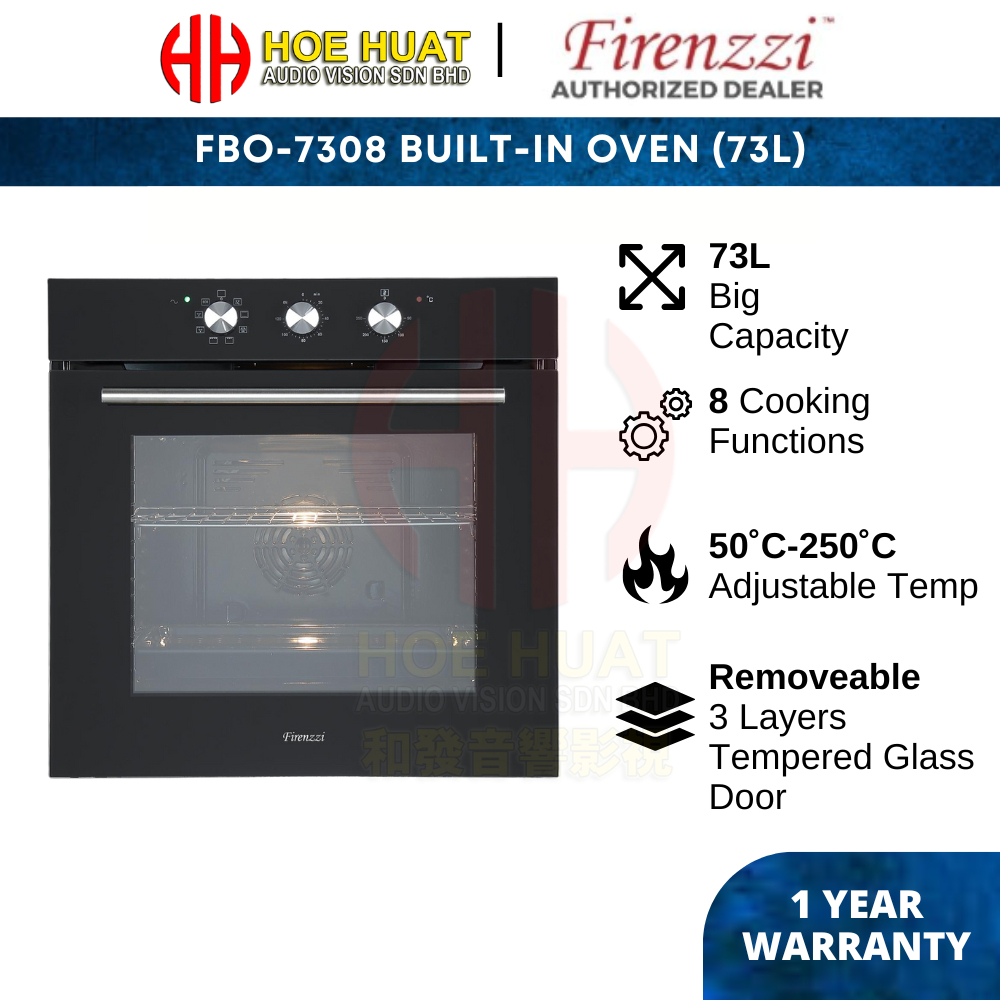 【FREE SHIPPING】Firenzzi FBO-7308 Built-in Oven 73L 2800W 3 Layer ...