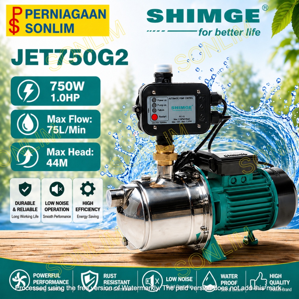 SHIMGE JET750G2 AUTOMATIC SELF-PRIMING JET PUMP (1HP) | Shopee Malaysia