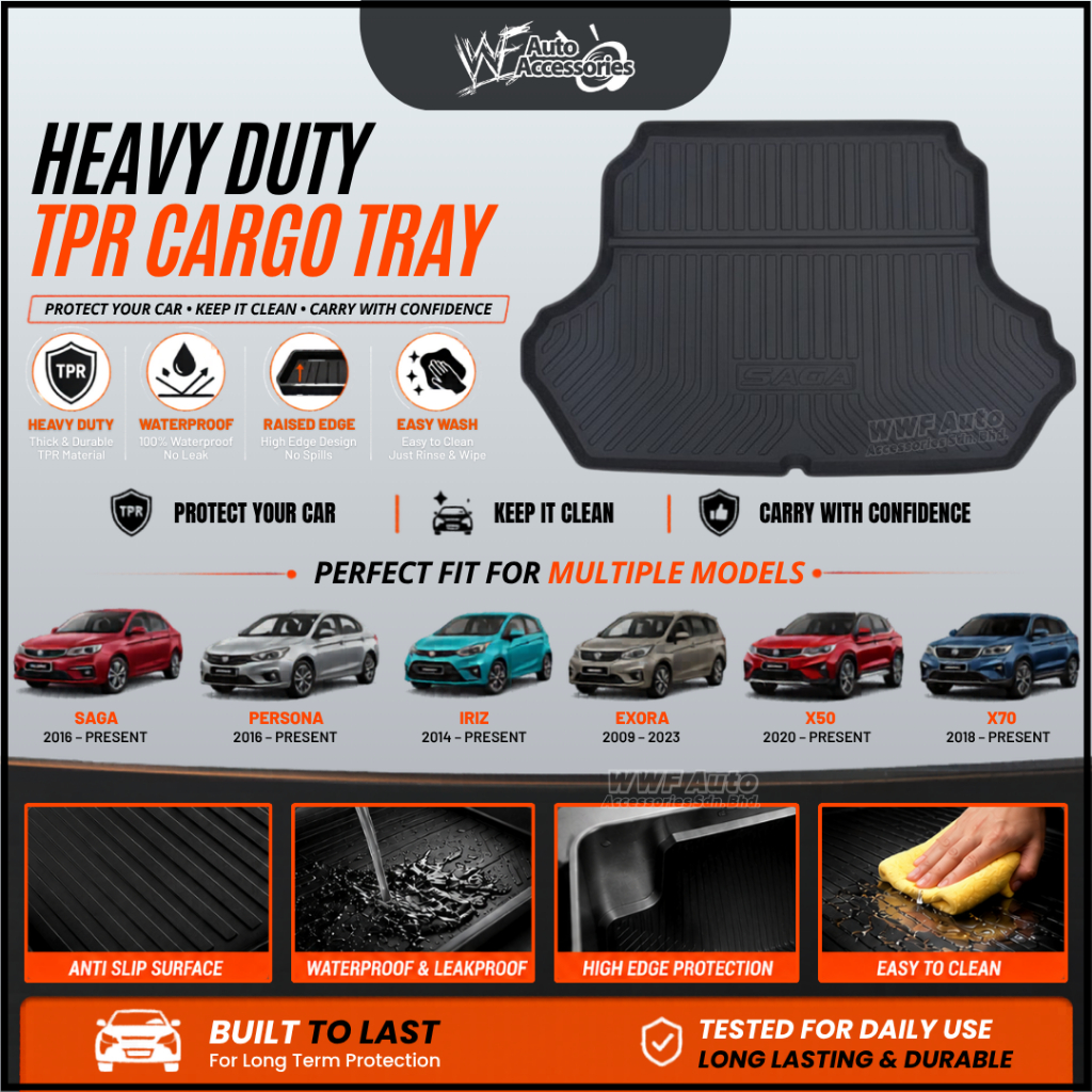 Proton Heavy Duty TPR Cargo Tray Boot Mat | Waterproof Boot Tray for ...