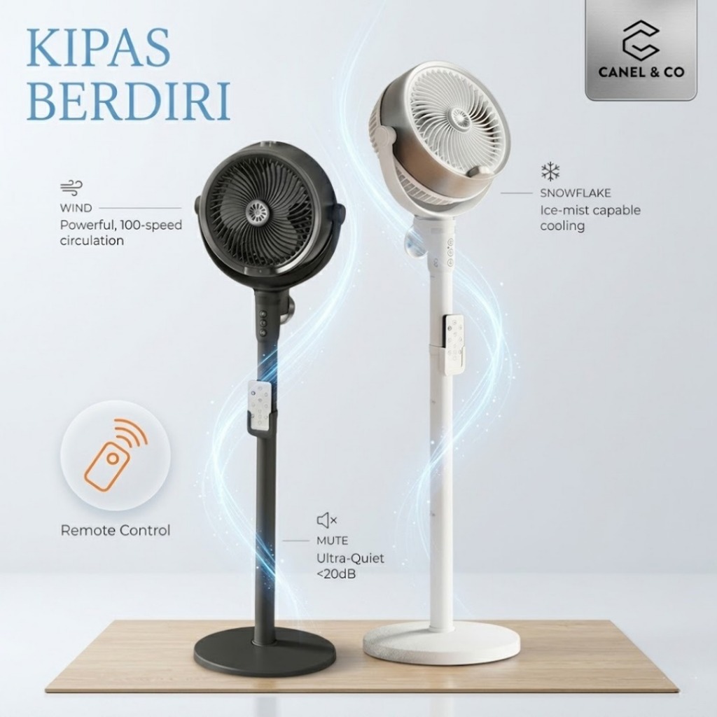 Canel & Co REMOTE 3in1 ICE Mist Floor Stand Air Circulator Fan 4 Speeds ...