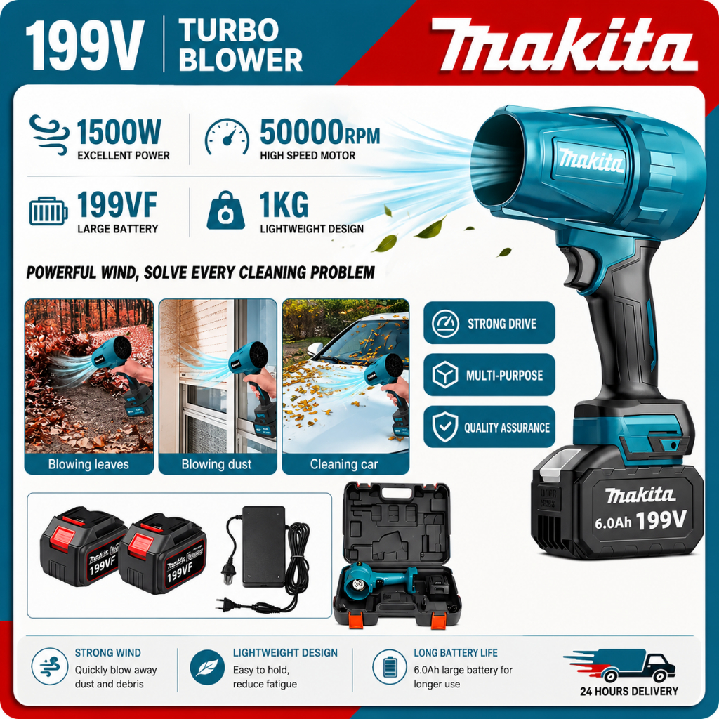 MAKITA 2000W 200M/S Turbo Fan Jet fan Cordless Violent Handheld Dust ...