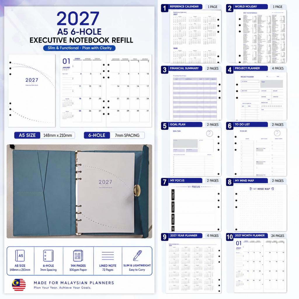 [Ready Stock]2027 2026 Diary Planner A5 Organizer Loose Leaf Refill ...