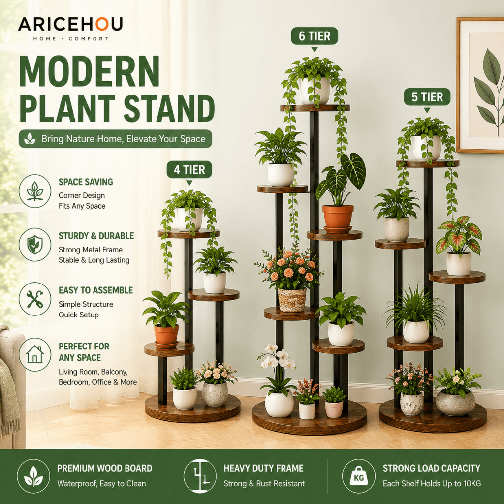 ARICEHOU Corner Plant Stand 4/5/6 Tier Metal Flower Rack Indoor Plant ...