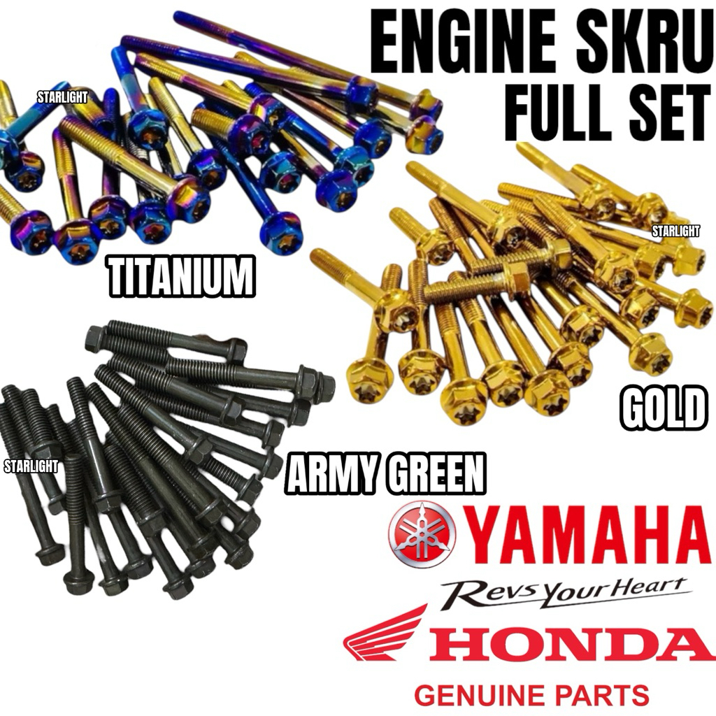 YAMAHA ENJIN SKRU ENGINE SCREW GOLD RAINBOW TITANIUM SET LC135 4S 5S ...