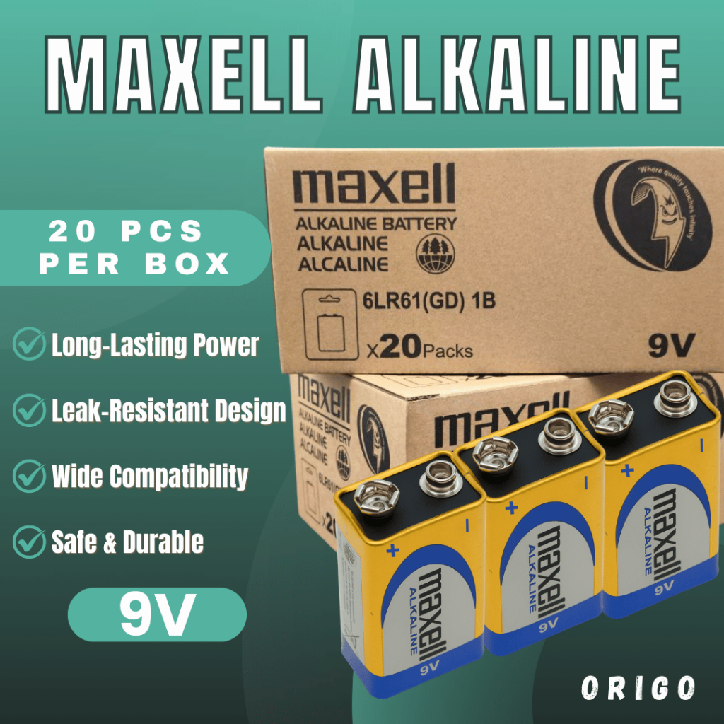 Bateri Maxell Alkaline 9V/Maxell Japan Long Lasting Genuine Alkaline 9V ...
