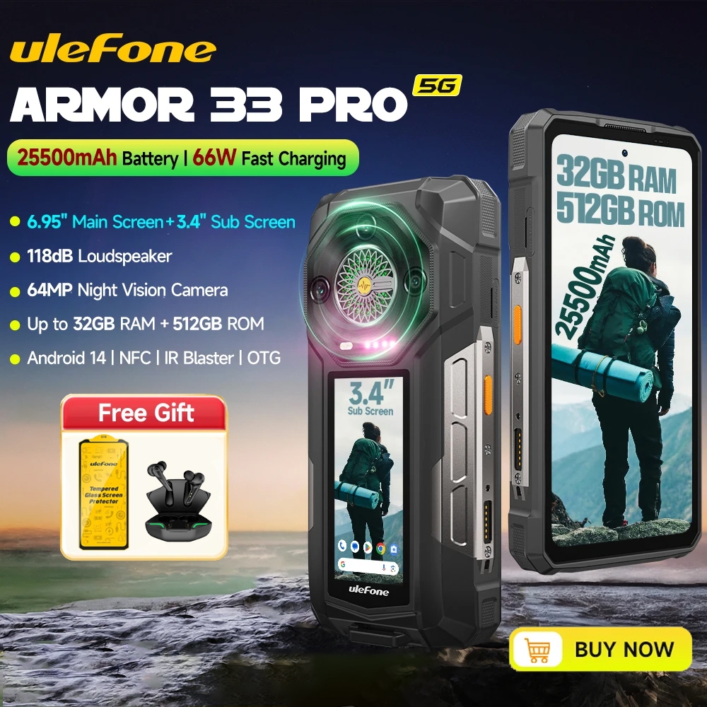 Ulefone Armor 33 Pro 5G Rugged Phone Smartphone Android 14 32GB+512GB ...