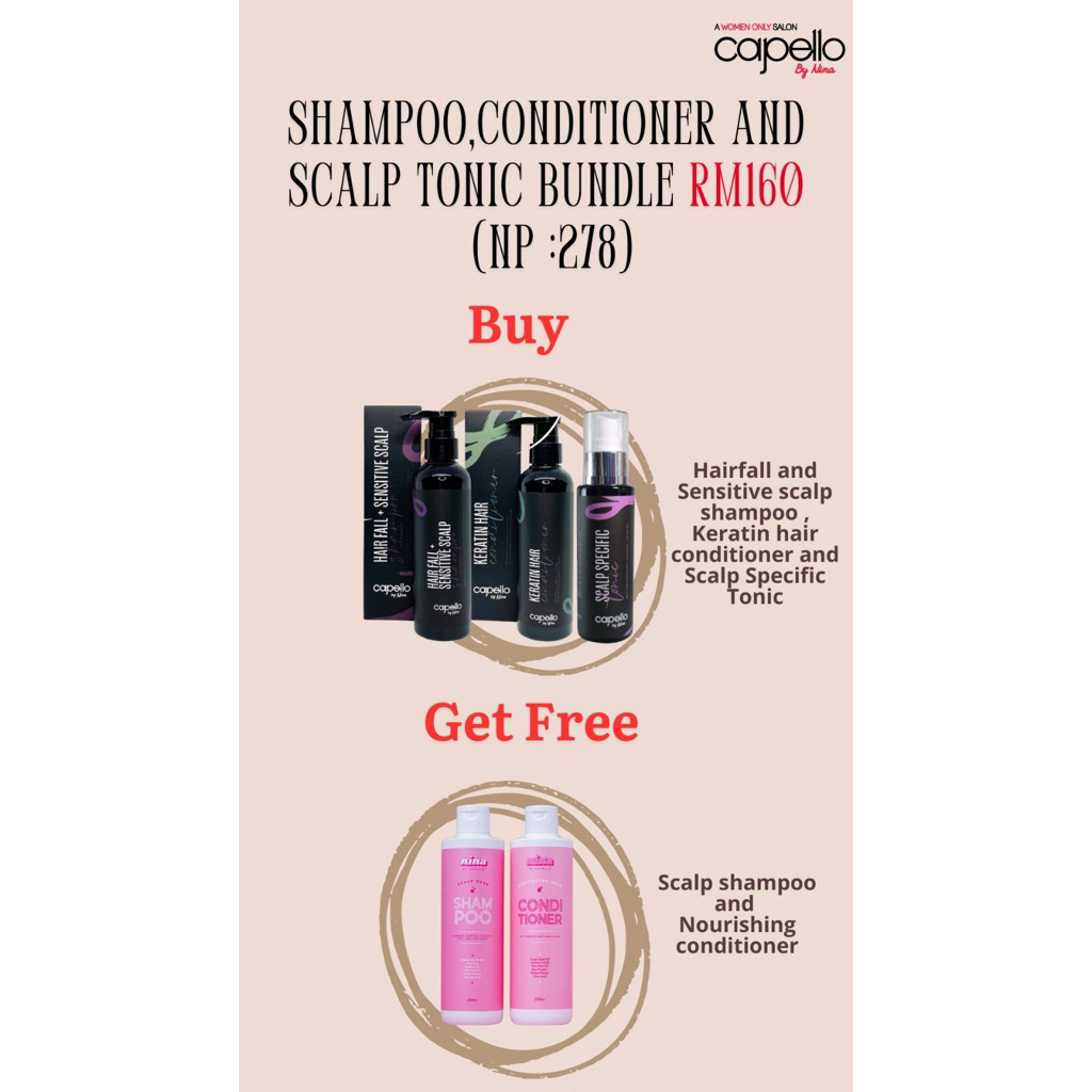 Set Bundle-Capello by Nina Hairfall and Sensitive Scalp+Keratin Hair ...