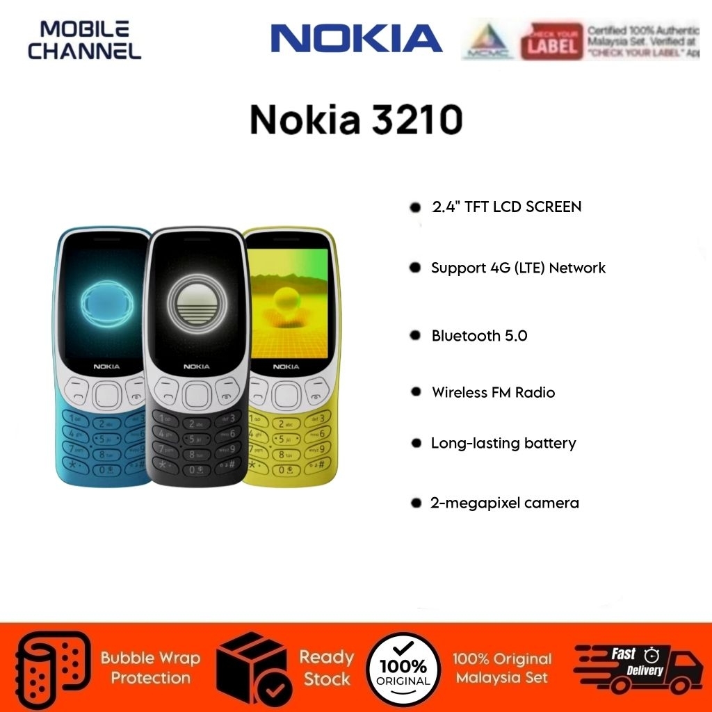 Nokia 3210 4G Dual SIM | Retro Design | Bluetooth 5.0 | 2MP Camera | 1 ...