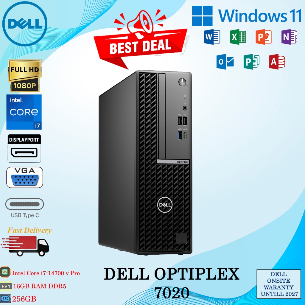 DELL OPTIPLEX 7020 SSF , Intel Core i7-1400vpro , 16GB DDR5 RAM 256GB ...