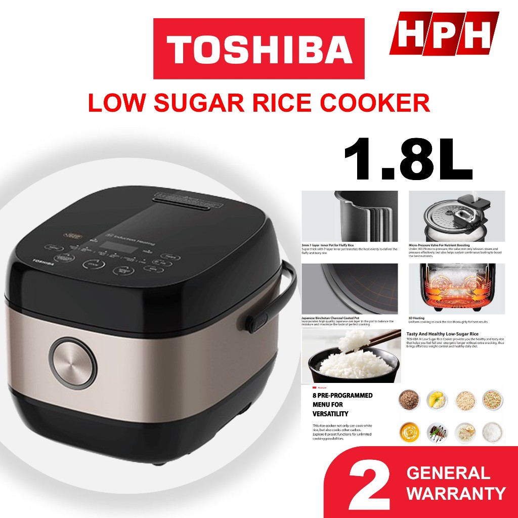 Toshiba Low Sugar Rice Cooker (1.0L / 1.8L) RC-10IX1TMY RC-18IX1TMY(N ...