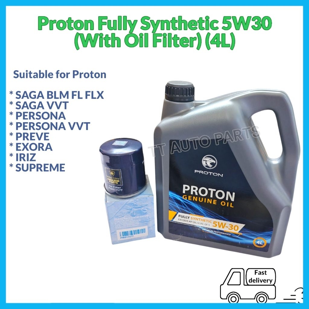 Proton Engine Oil Fully Synthetic 5W30 (4L) + Oil Filter Proton Saga ...