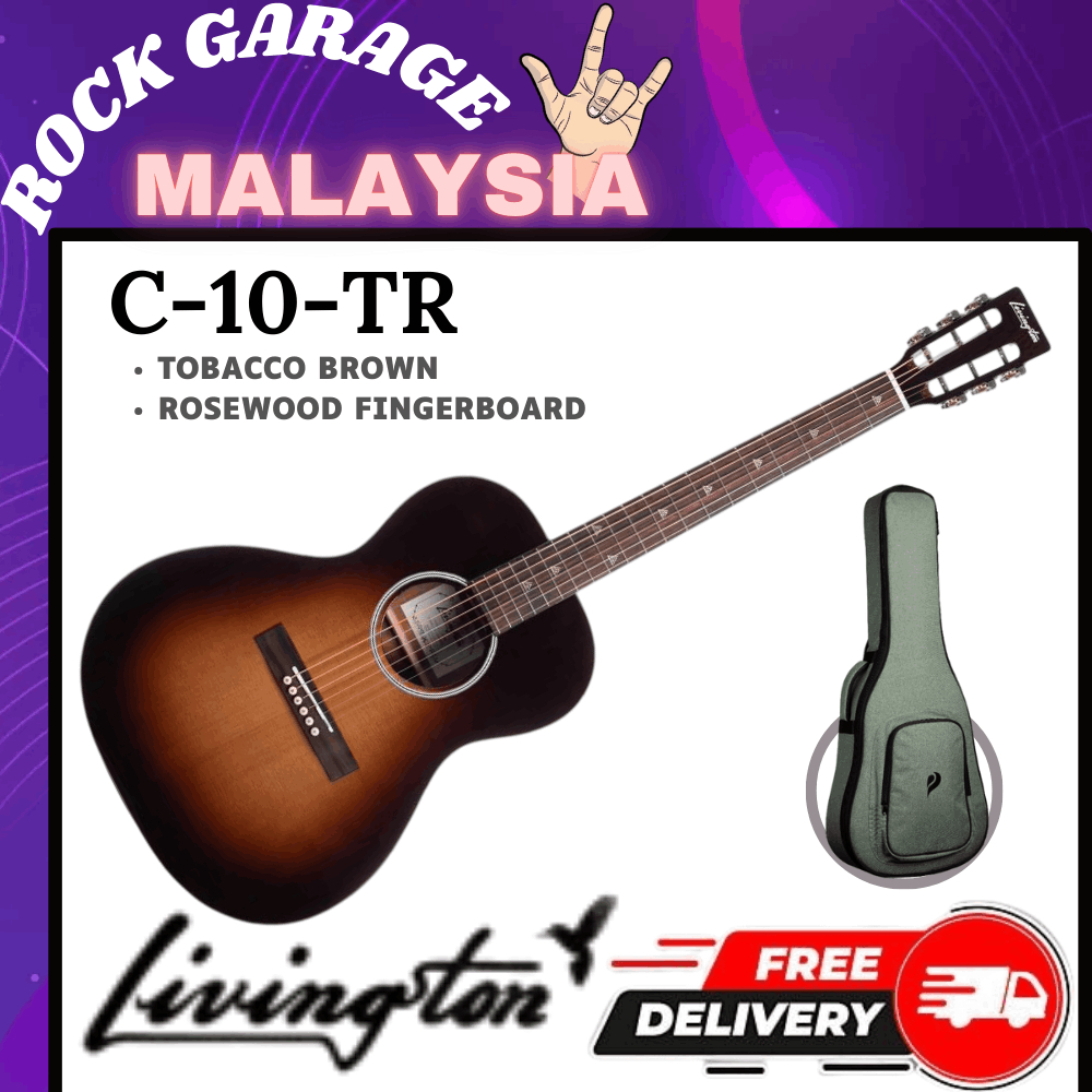 Livingston C-10 39" Solid Top Parlor Acoustic Guitar w/Bag - Tobacco ...