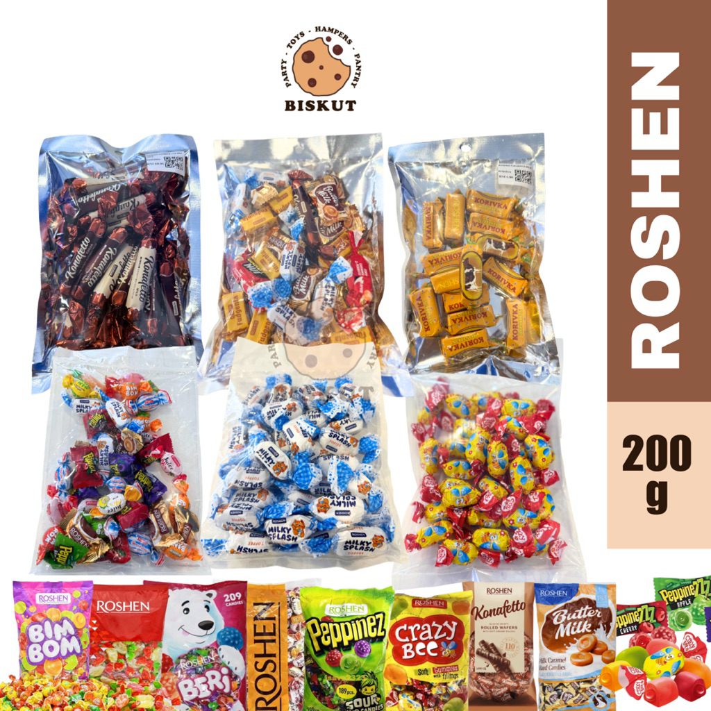 [CANDY] Roshen Candy 200g | Assorted Flavours | Milky Splash, Toffee ...